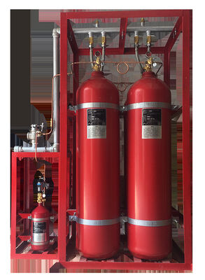 80L 90L IG100 Nitrogen Fire Suppression Device Pipe Network Type สีแดง